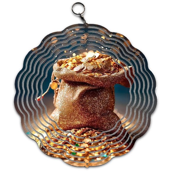 Design | Creative Shot Of Plentiful Coins In Sack Design Wind Spinner ...